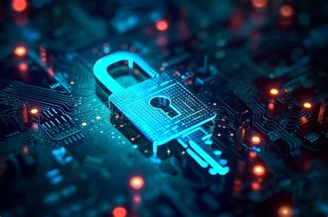 Cybersecurity Concept Digital Lock And Key On An Abstract Background