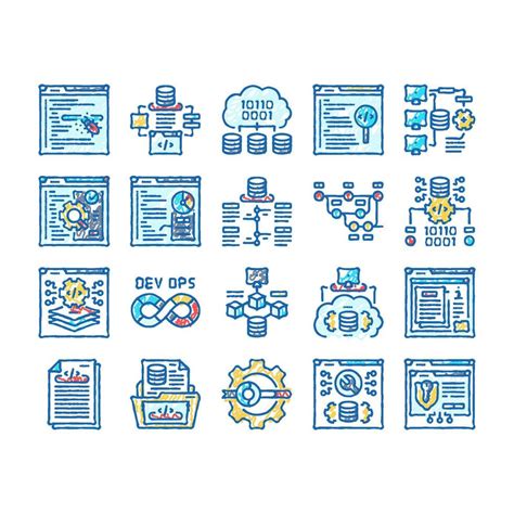 Software Engineer Computer Code Icons Hand Drawn 62450976 Vector Art At
