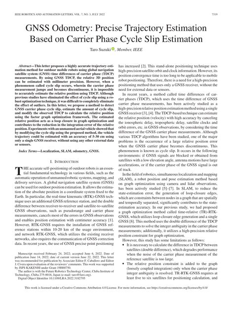 Pdf Gnss Odometry Precise Trajectory Estimation Based On Carrier Phase Cycle Slip Estimation