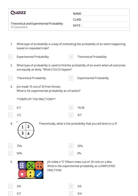 50 Experimental Probability Worksheets On Quizizz Free And Printable