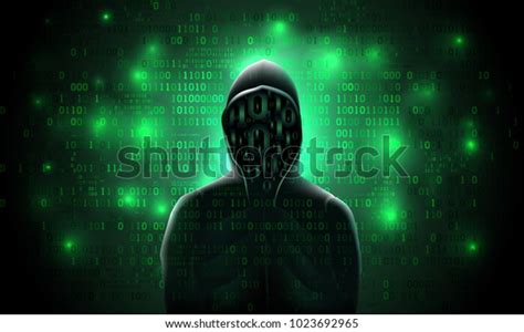 Silhouette Hacker Hood Binary Code On Stock Vector Royalty Free