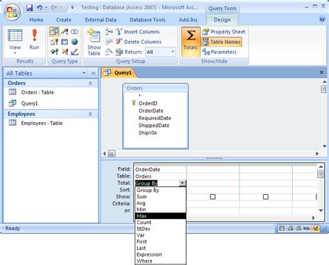 Microsoft Access How To Return The Latest Date In A Query Used For