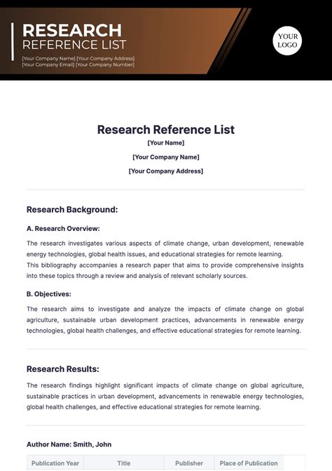 Free Reference List Templates Editable And Printable