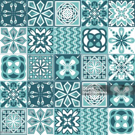 Azulejo 스페인어 스타일 사각형 장식 타일 부엌과 욕실에서 벽과 패널을 장식하기위한 벡터 일러스트 레이 션 0명에 대한 스톡 벡터 아트 및 기타 이미지 Istock