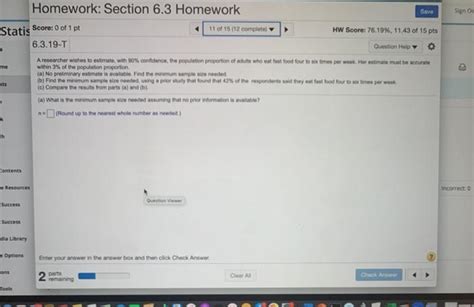 Solved Homework Section 6 3 Homework Save Score 0 Of 1 Pt