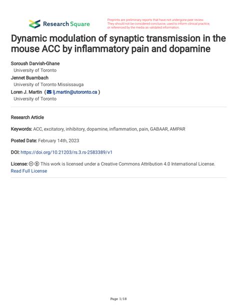 pdf dynamic modulation of synaptic transmission in the mouse acc by