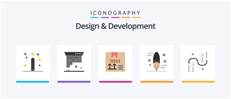 Design And Development Flat 5 Icon Pack Including Design Brush Development Programing Design