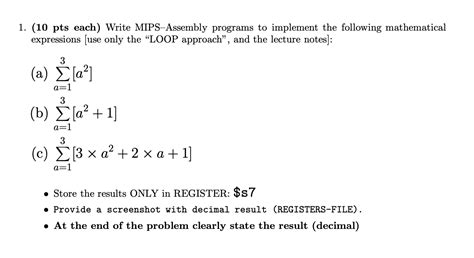 10 ﻿pts Each ﻿write Mips Assembly Programs To