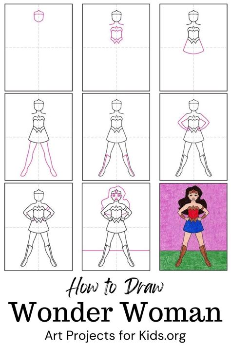 Learn How To Draw Wonder Woman With An Easy Step By Step Pdf Tutorial