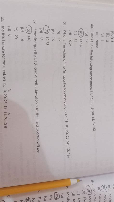 What Is The Value Of The First Quartile For Observations 15181020232