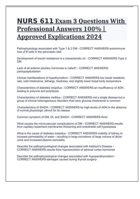 Nurs 611 Exam 3 Questions With Professional Answers 100 Approved