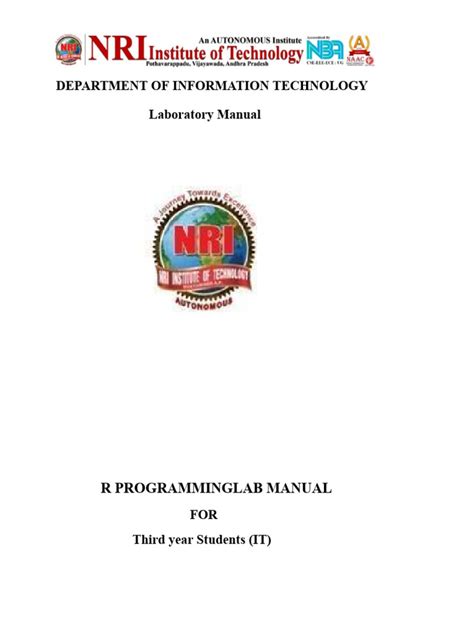 R Programming Lab Manual Pdf Engineering Information