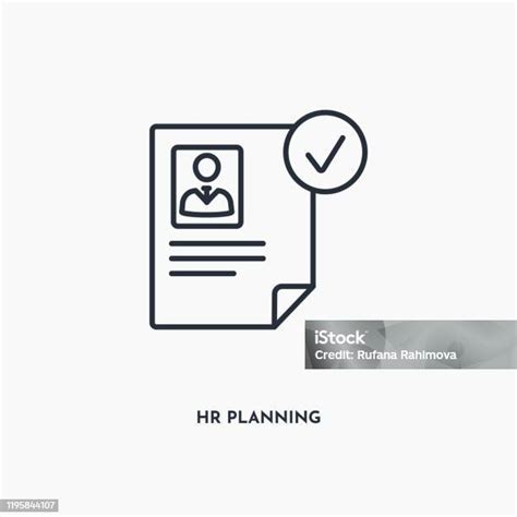 Hr 계획 개요 아이콘입니다 간단한 선형 요소 그림입니다 흰색 배경에 격리 된 라인 Hr 계획 아이콘입니다 얇은 스트로크 기호는 웹 모바일 및 Ui에 사용할 수 있습니다