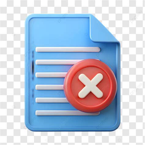 3d Renderizado Isolado Do ícone De Documento Errado Com Símbolo De Erro Para Arquivo Digital E