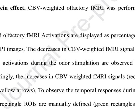 Cbv Weighted Olfactory Fmri To Verify That The Bold Fmri Activations In