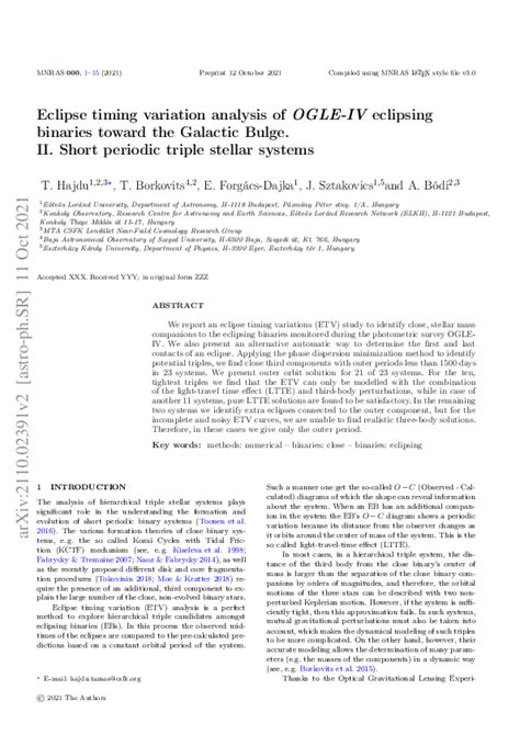 Pdf Eclipse Timing Variation Analysis Of Ogle Iv Eclipsing Binaries Towards The Galactic Bulge