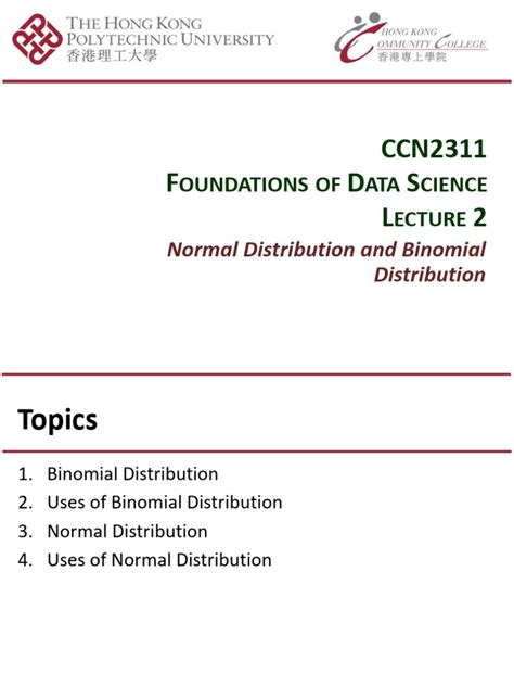 Lecture 02 Normal Distribution And Binomial Distribution Pdf