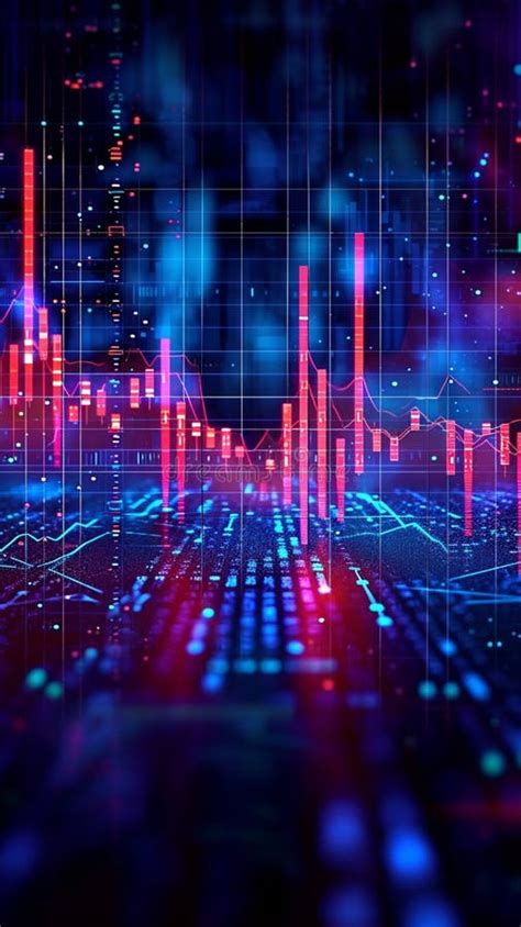 View Data Visualization Stock Chart With Striking Red And Blue Hues
