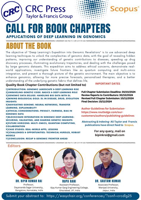 Pdf Call For Book Chapter “applications Of Deep Learning In Genomics” Will Be Published By