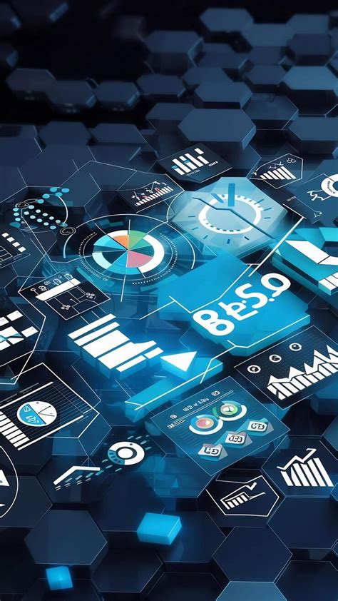 Business Analytics And Data Science Concept With Graph And Chart Icons On 3d Hexagonal Grid