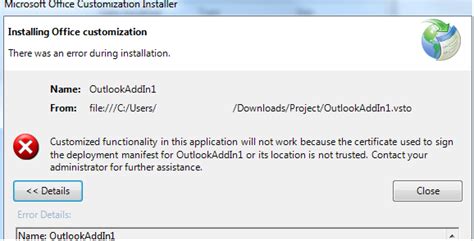 Visual Studio 2012 Outlook Addin Error Installation Stack Overflow