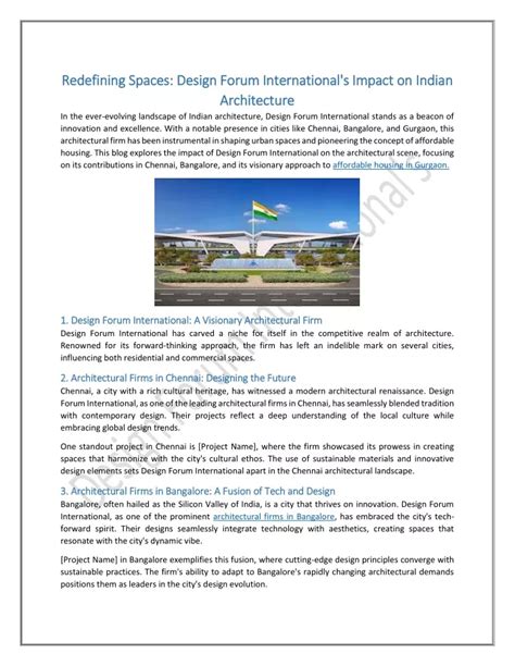 Ppt Redefining Spaces Design Forum Internationals Impact On Indian Architecture Powerpoint