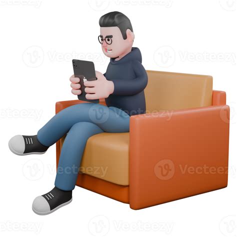 Illustrative 3d Male Programmer A Male Programmer Is Sitting On A Sofa With His Legs Crossed