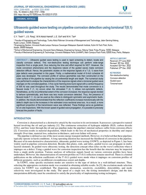 Ultrasonic Guided Wave Testing On Pipeline Corrosi Pdf Waves
