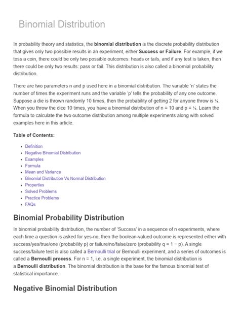 Binomial Distribution Definition Formula And Examples Probability