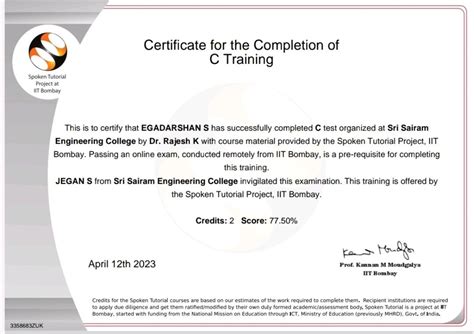 Egadarshan S On Linkedin Cprogramming Iitbombay Spokentutorial