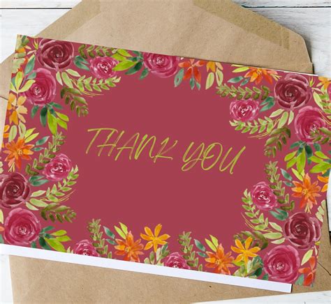 Thank You Card Template Thank You Cards Floral Wedding Wedding Cards