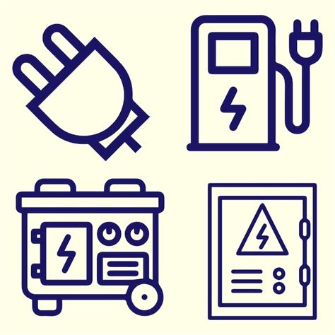 전기 로고 또는 아이콘 세트 터 프리미엄 벡터