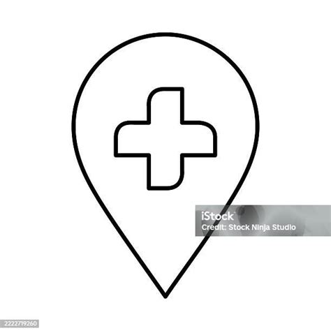 병원 위치 포인터 선 아이콘입니다 편집 가능한 스트로크 핀 탐색 방향 마커 아이콘 방향에 대한 스톡 벡터 아트 및 기타 이미지
