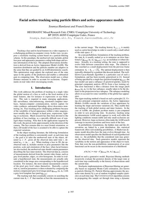 Pdf Facial Action Tracking Using Particle Filters And Active