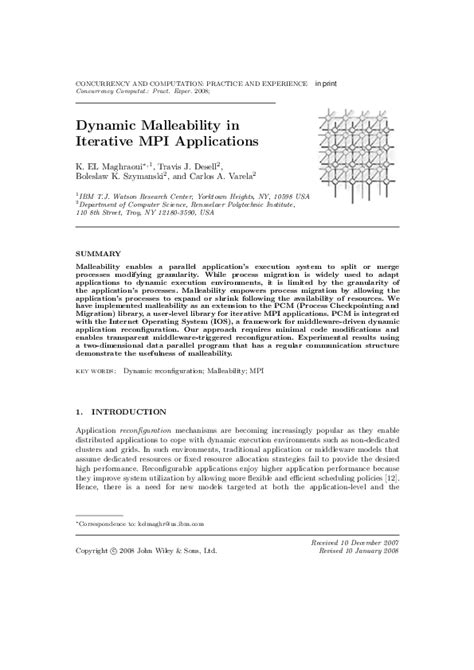 Pdf Dynamic Malleability In Iterative Mpi Applications