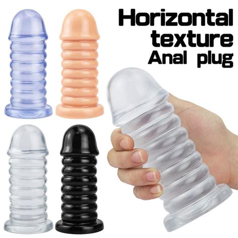 Horizontal Texture Anal Plug Dildo Stimulate Anus And Vagina Soft Penis Anal Dilator With