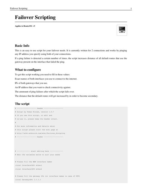 Failover Scripting Pdf Ip Address Router Computing