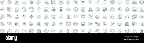 Cloud Technology Vector Line Icons Set Cloud Technology Computing Infrastructure Hosting