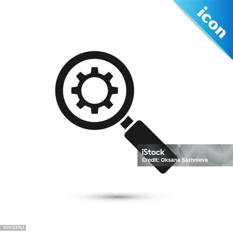 흰색 배경에 격리 된 검은 색 돋보기 및 기어 아이콘 검색 기어 도구 비즈니스 분석 기호입니다 벡터 일러스트레이션 0명에 대한 스톡 벡터 아트 및 기타 이미지 Istock