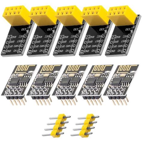 5 X Esp8266 Esp 01s Module Émetteur Récepteur Série Sans Fil Wlan Wifi Avec Adaptateur Pour