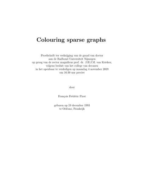 Pdf Colouring Sparse Graphs