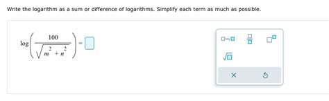 Solved Write The Logarithm As A Sum Or Difference Of