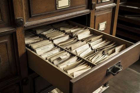 Illustration Old Library With File Reference Archive Generative Ai Stock Illustration