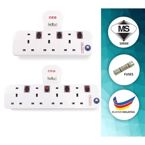 🔥sirim🔥ceo 3way 4way T Adaport T Adaptor 3pin Socket Extension Plug Neon Indicator Wall