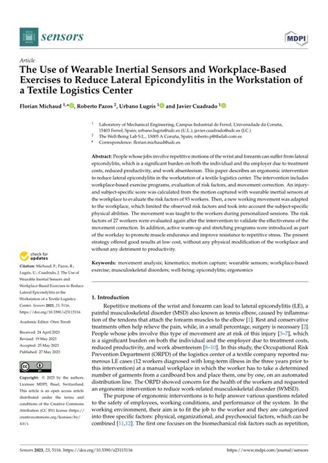 Pdf The Use Of Wearable Inertial Sensors And Workplace Based