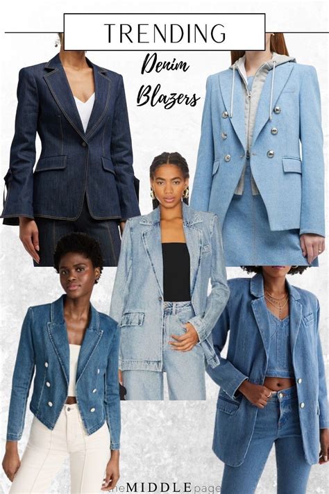 Trending Denim Blazers ️ ️ ️ Dark Denim Blazer Outfit Women Fitted
