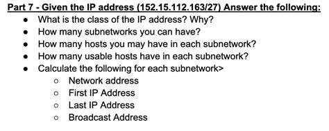 Solved Part Given The IP Address Chegg