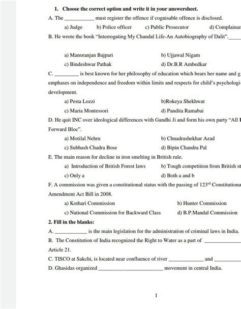 Choose The Correct Option And Write It In Your Answersheet Filo