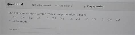 Solved The Following Random Sample From Some Population Is