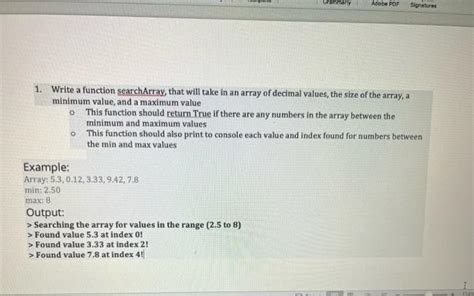 Solved 1 Write A Function Searcharray That Will Take In An